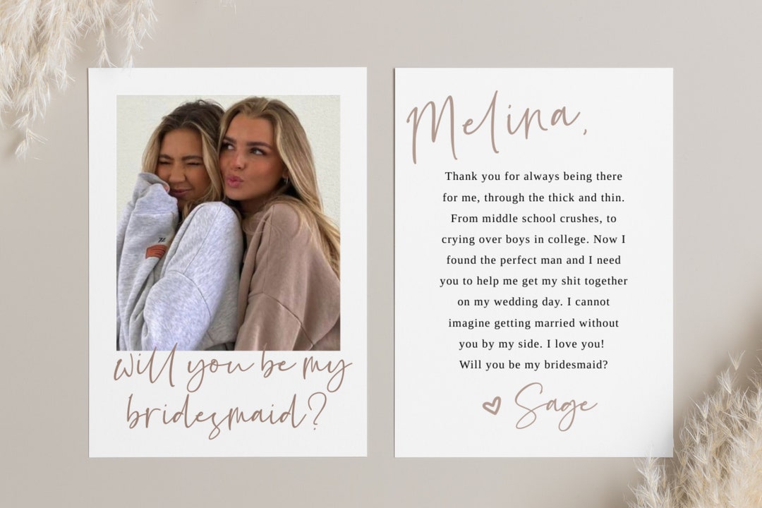 Bridesmaid Proposal Card - Instant Download + Customizable Template - Etsy