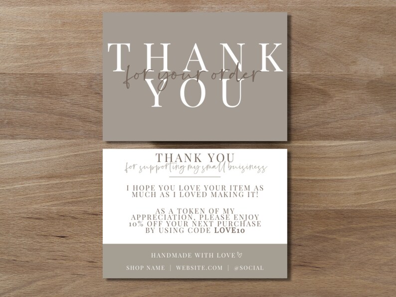 Order Thank You Card Downloadable Customizable Templates - Etsy