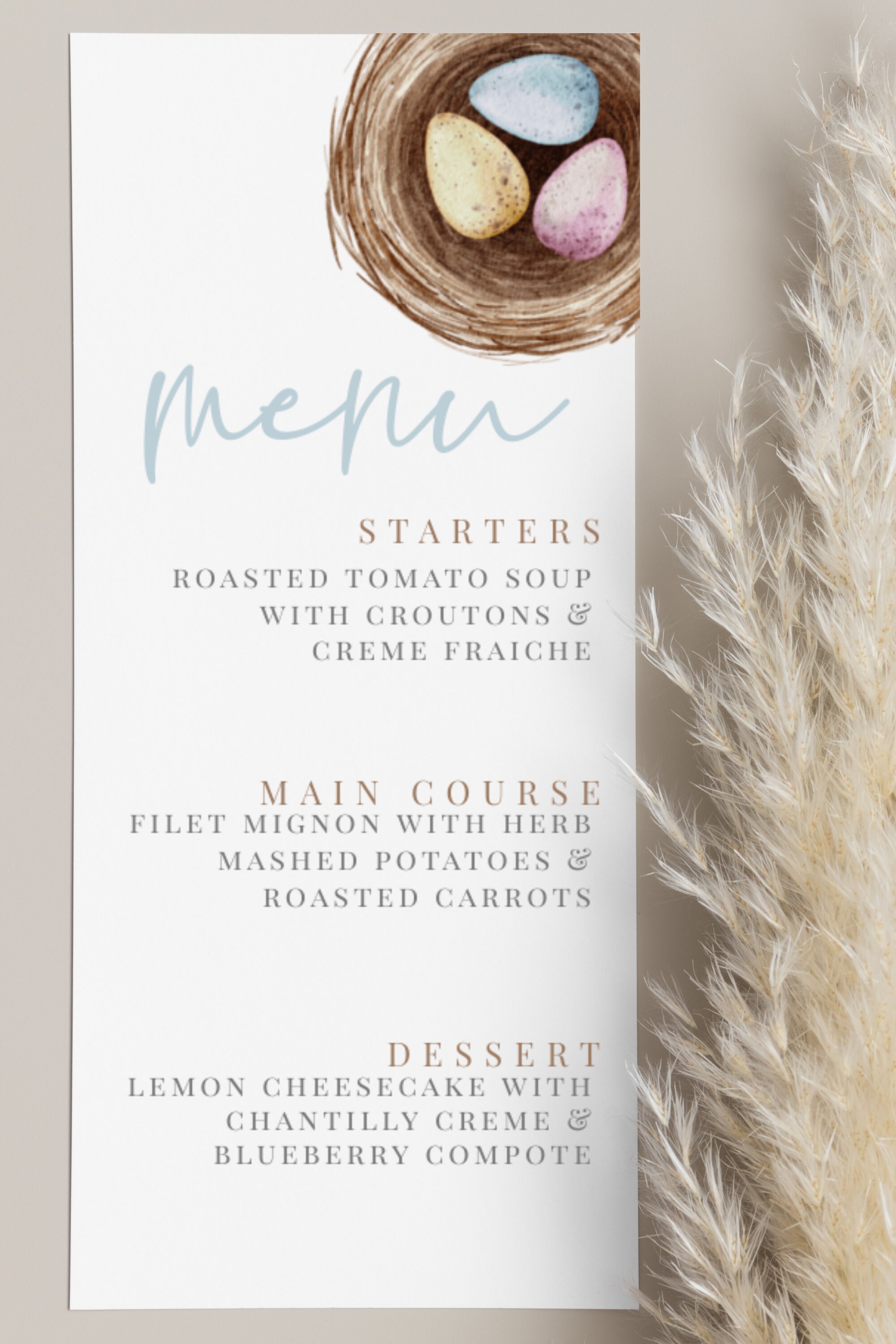 Easter Menu Template | Customizable + INSTANT Download Template - Etsy