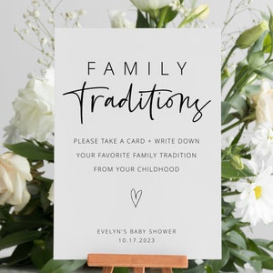 Family Traditions Sign Card Baby Shower Game Set of 2 Downloadable ...