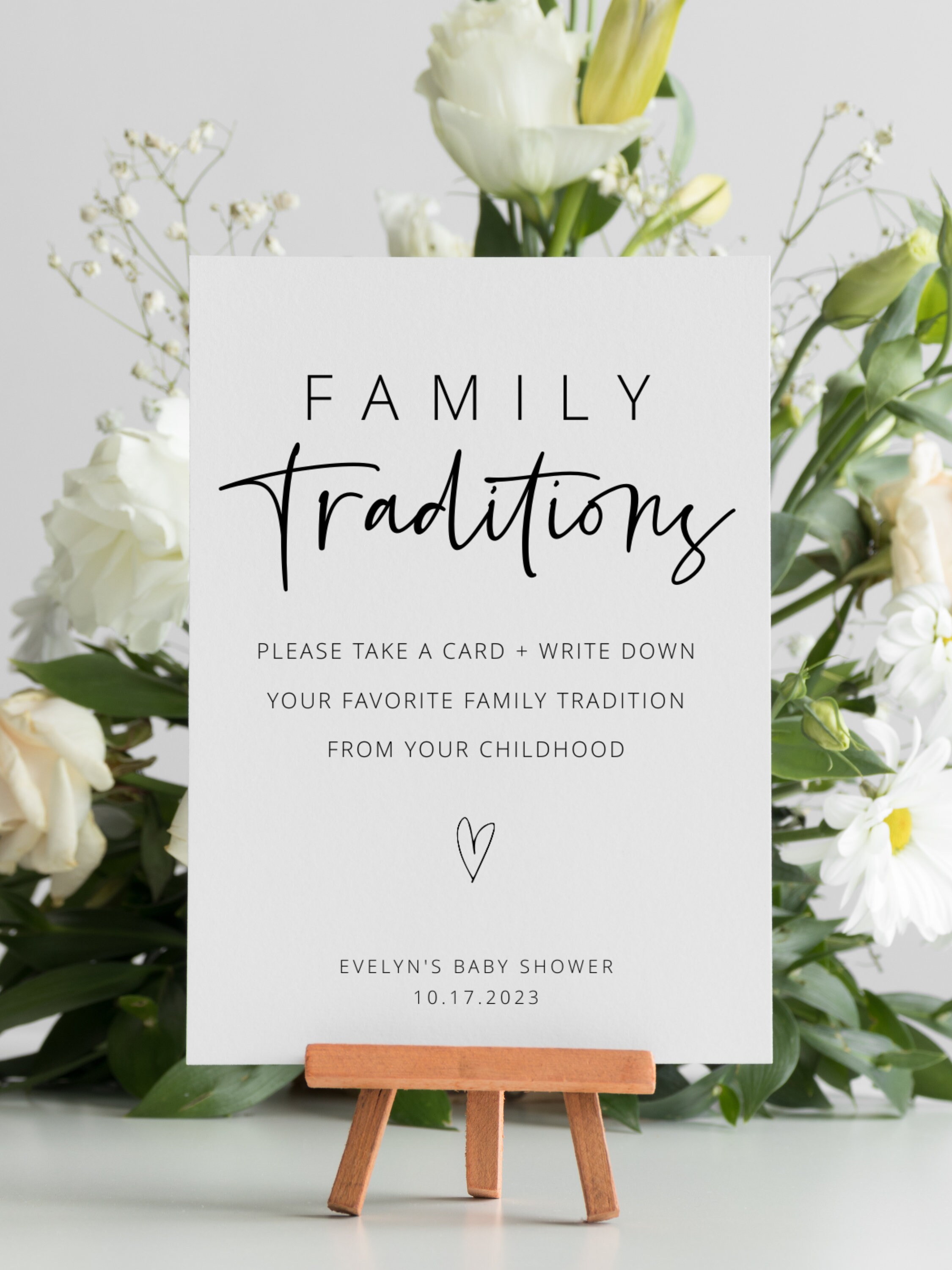 Family Traditions Sign Card Baby Shower Game Set of 2 Downloadable ...