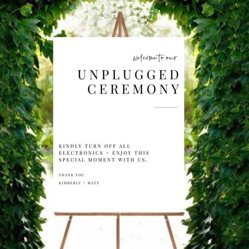 Unplugged Wedding Ceremony Sign Template No Phones / No Cameras Wedding ...