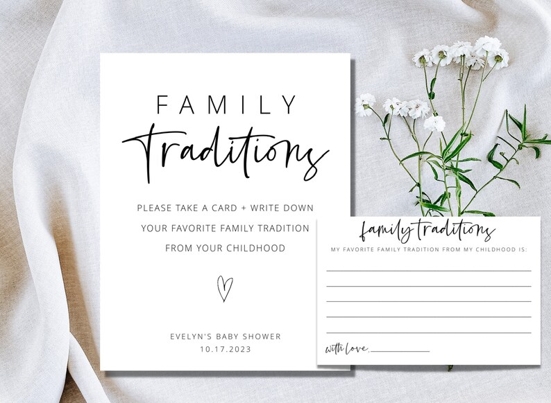 Family Traditions Sign Card Baby Shower Game Set of 2 Downloadable ...
