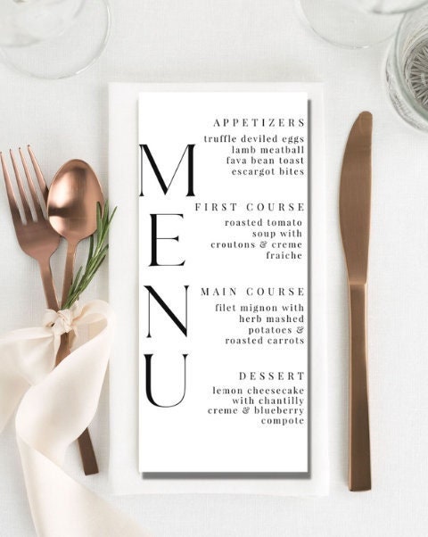 Menu Template | Modern | Sleek | Formal | Simple | EDITABLE ...