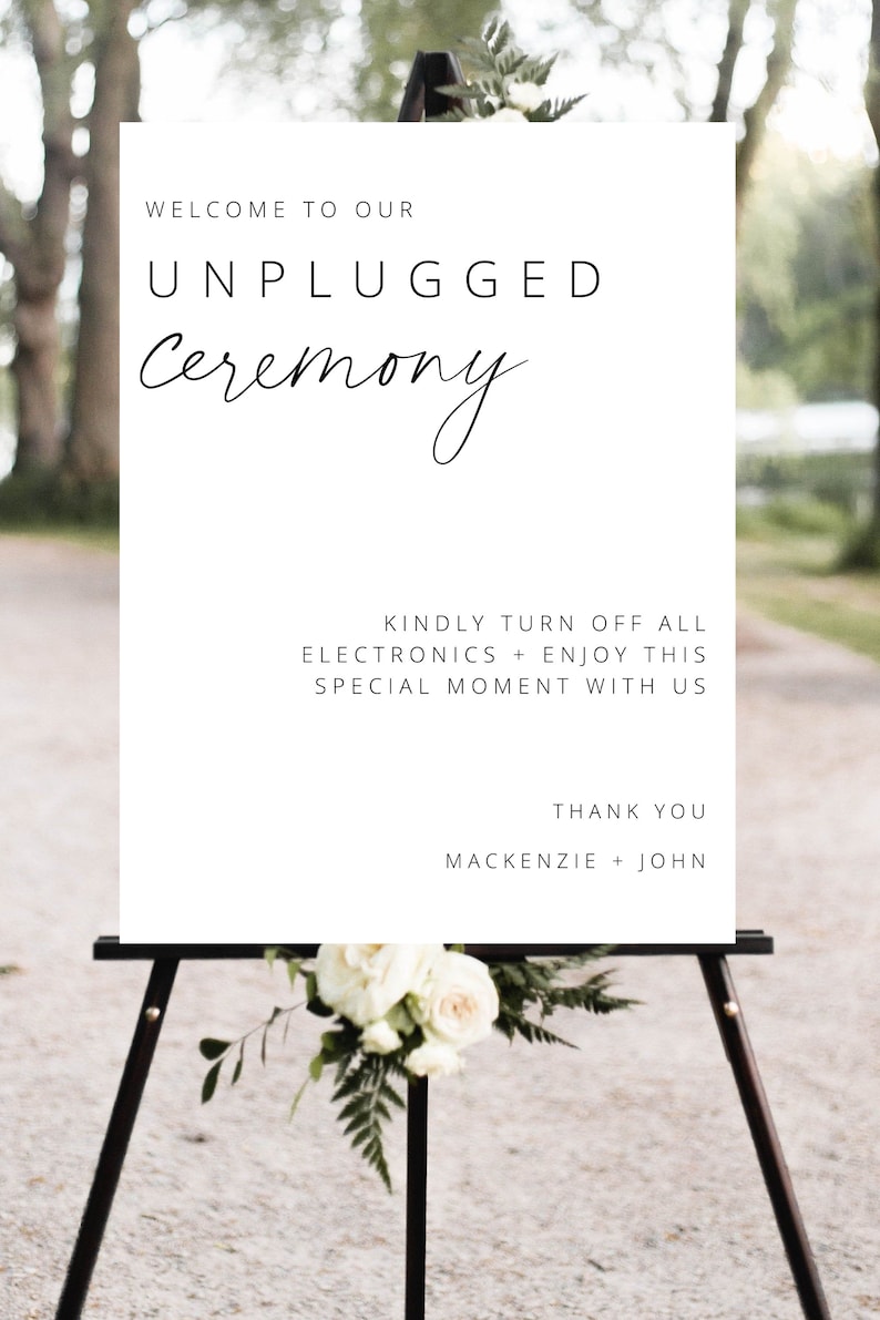 Unplugged Wedding Ceremony Sign Template | No Phones / No Cameras ...