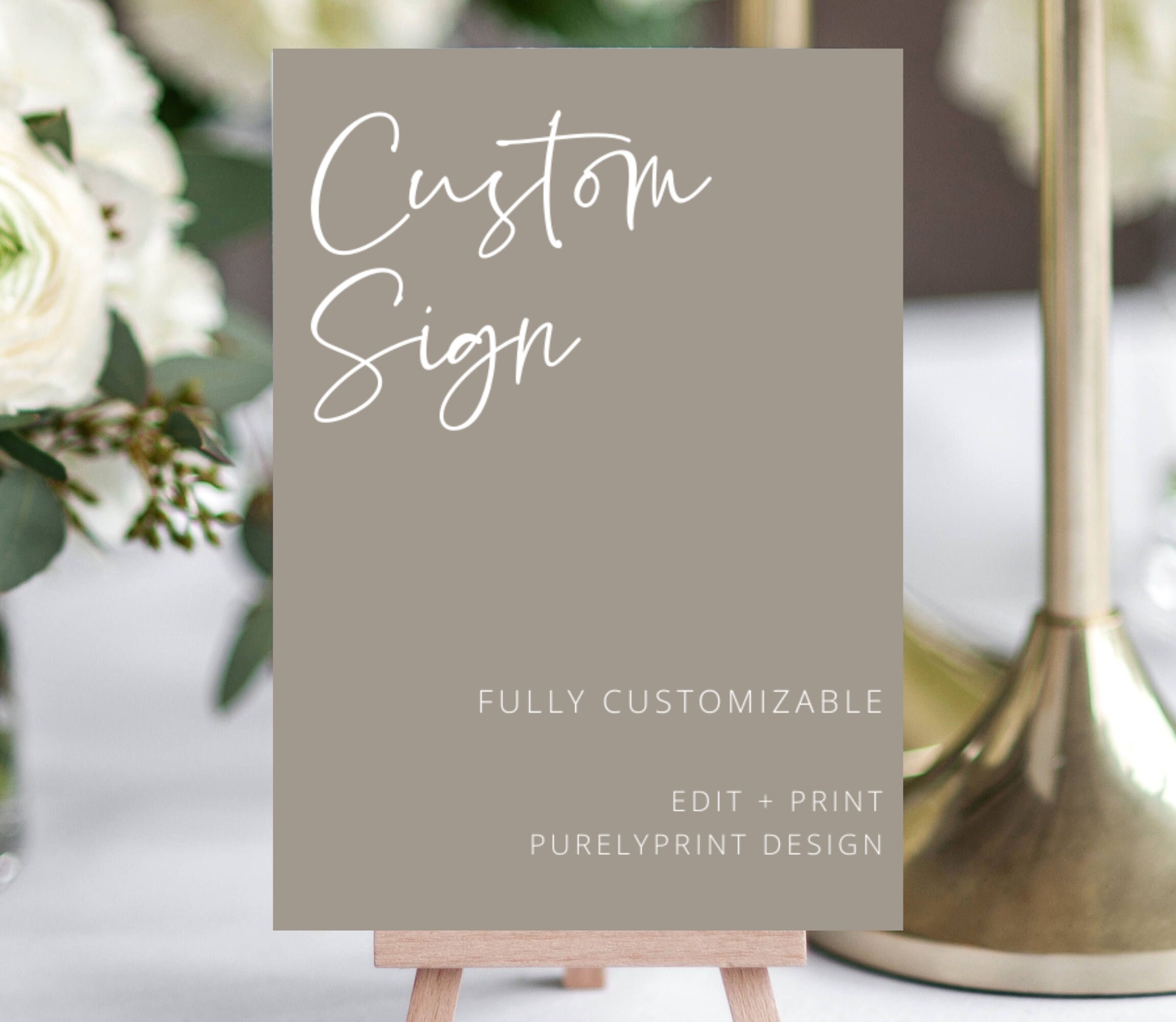 Customizable Beige Table Sign | Instant Download & Customizable - Etsy