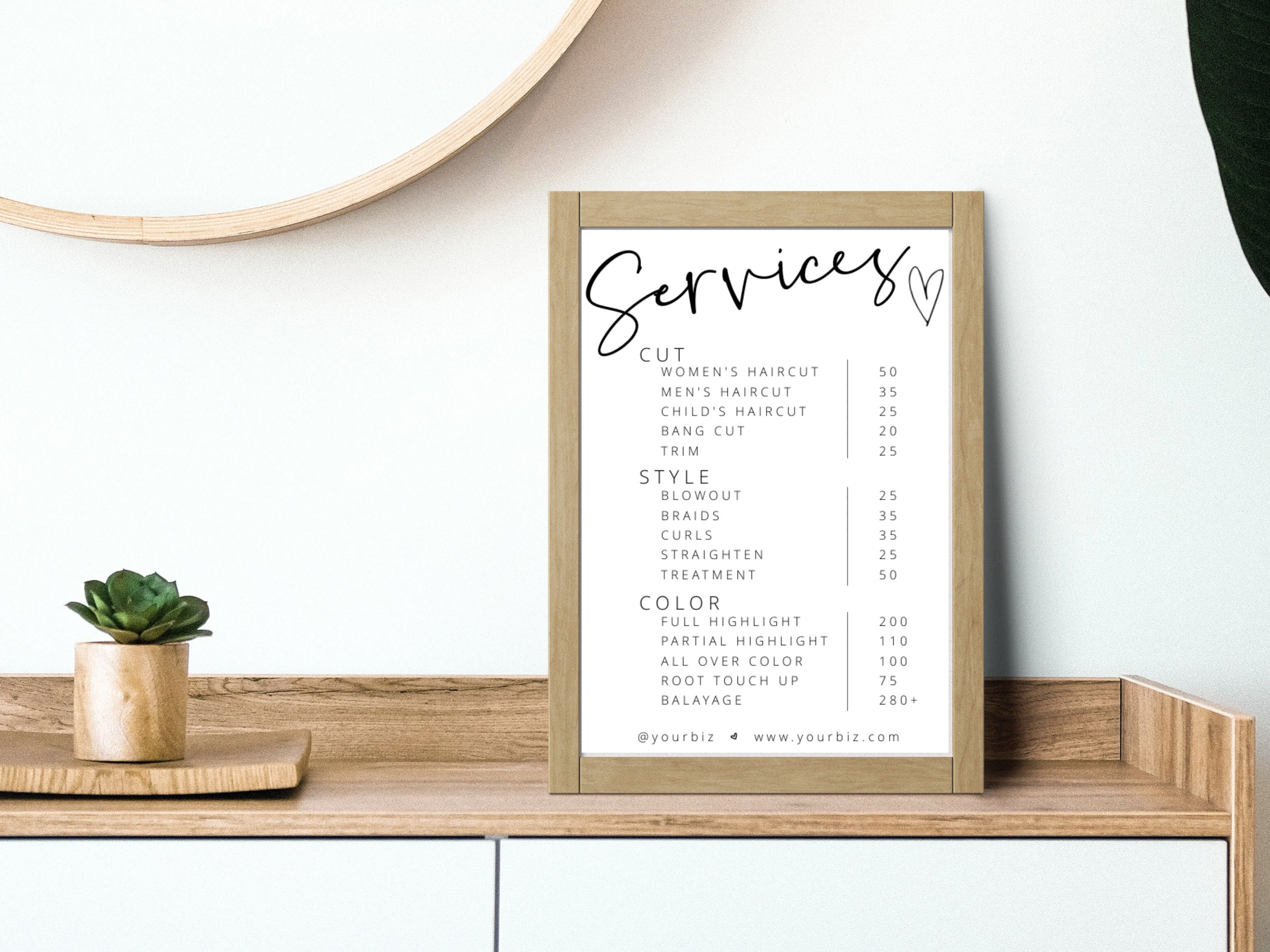 Price List / Services Menu - Downloadable + Customizable Templates - Etsy