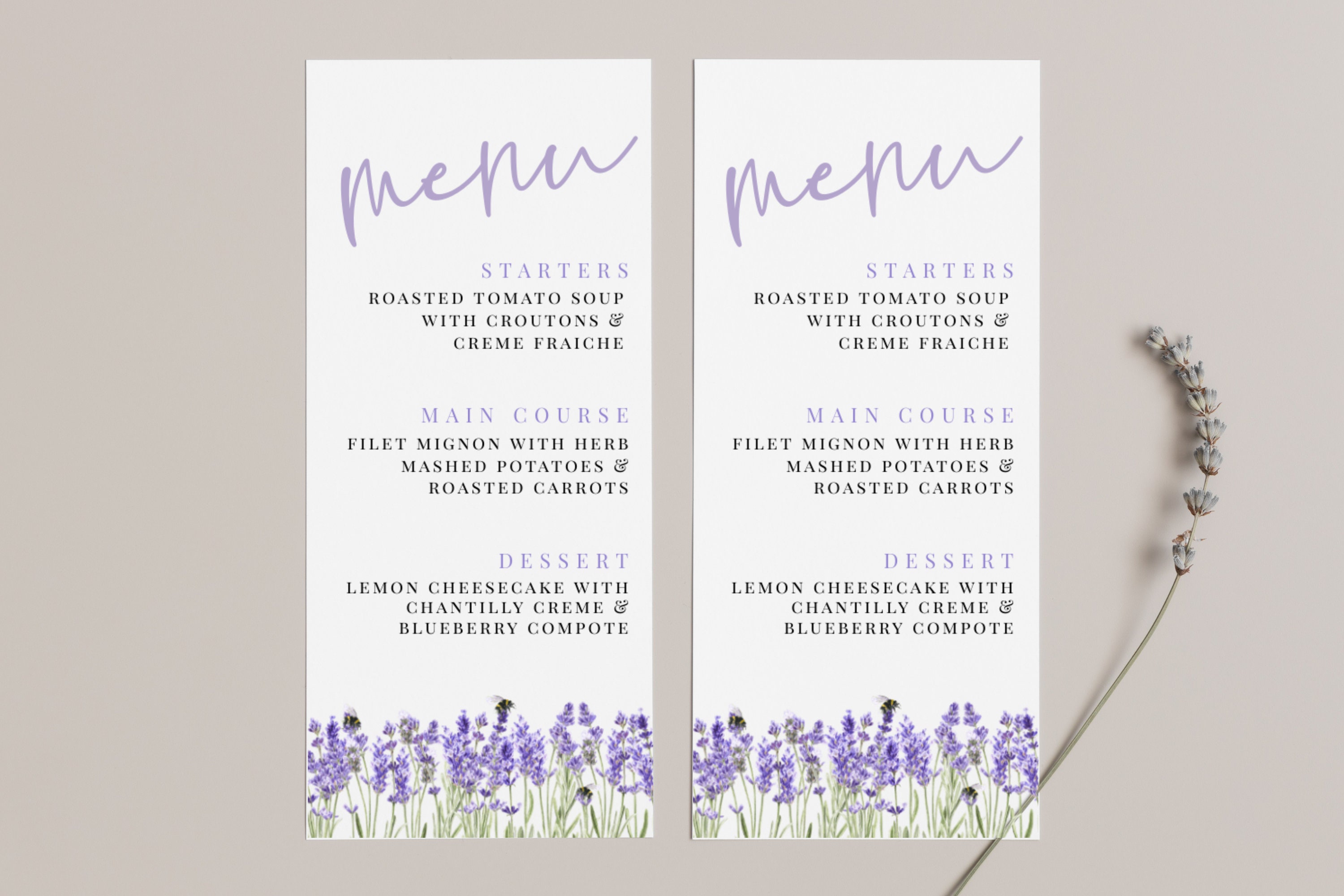 Lavender / Spring Menu Template | Customizable + INSTANT Download ...