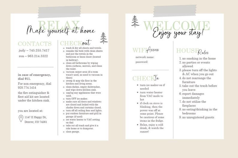 Airbnb Binder Template PRINTABLE DOWNLOADABLE Cabin Pine Etsy
