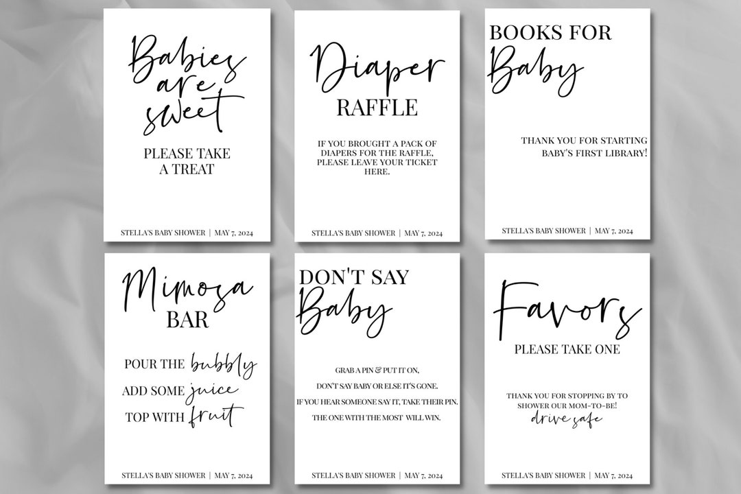 Baby Shower Table Signs Set / Bundle - Downloadable + Customizable ...