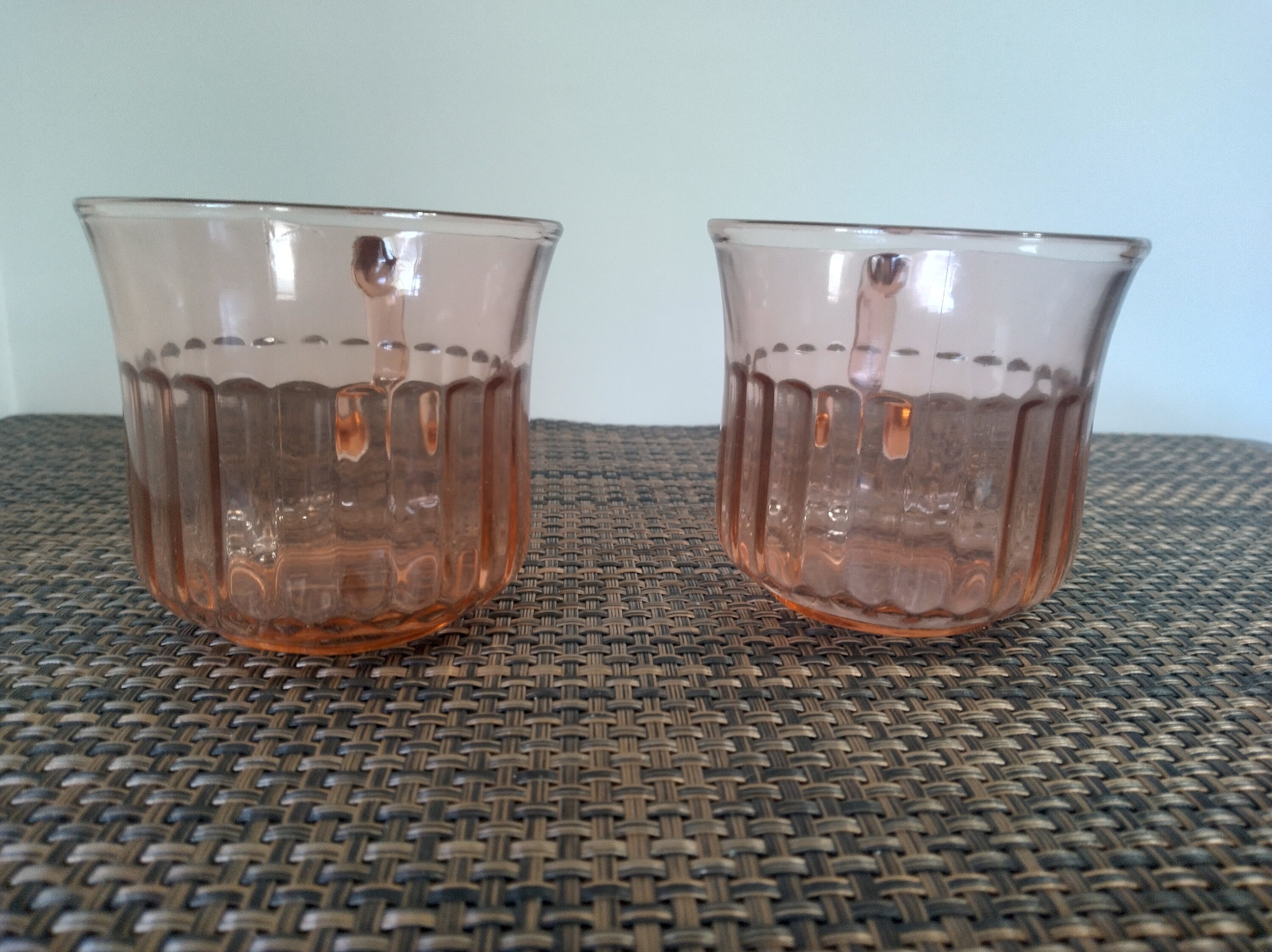 Vintage Pink Ribbed Depression Glass Tea Cups Set of Two Fortecrisa ...