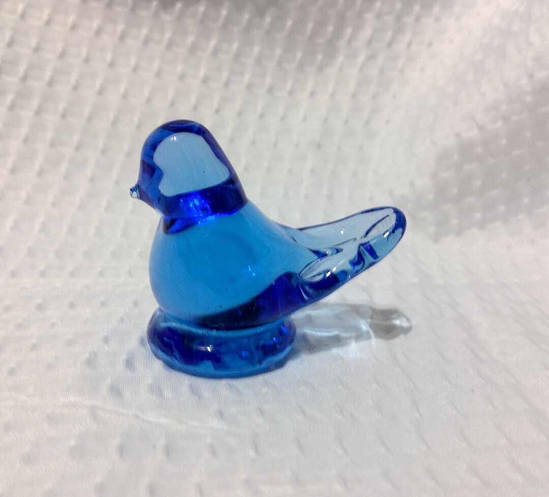 Vintage 90s Translucent Ron Ray Art Glass Blue Bird - Etsy