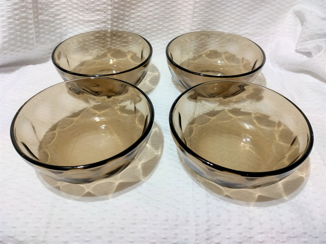 Vintage Pyrex Ovenware Smoky Brown Teardrop Fireside Pattern Bowls Four ...