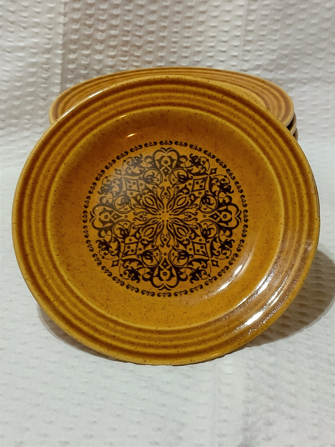 Set of 8 Vintage 70s Sheffield China Sierra Pattern Ironstone Brown ...