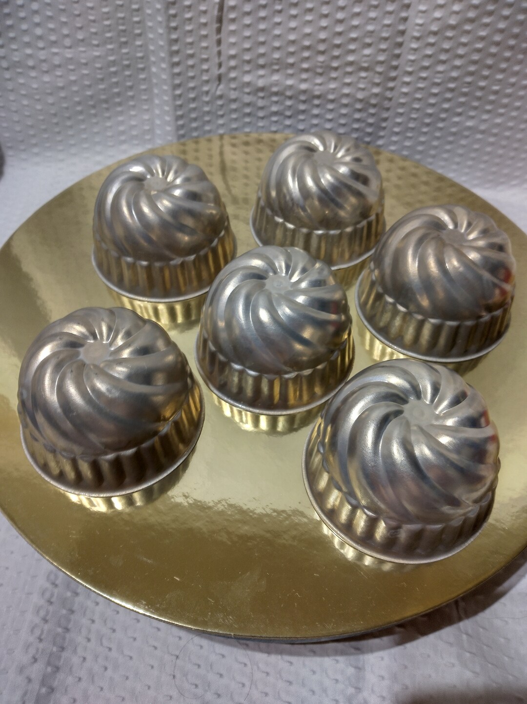 Set of Six Vintage 60s Aluminum Dome Jello Molds Fluted Metal Twist ...