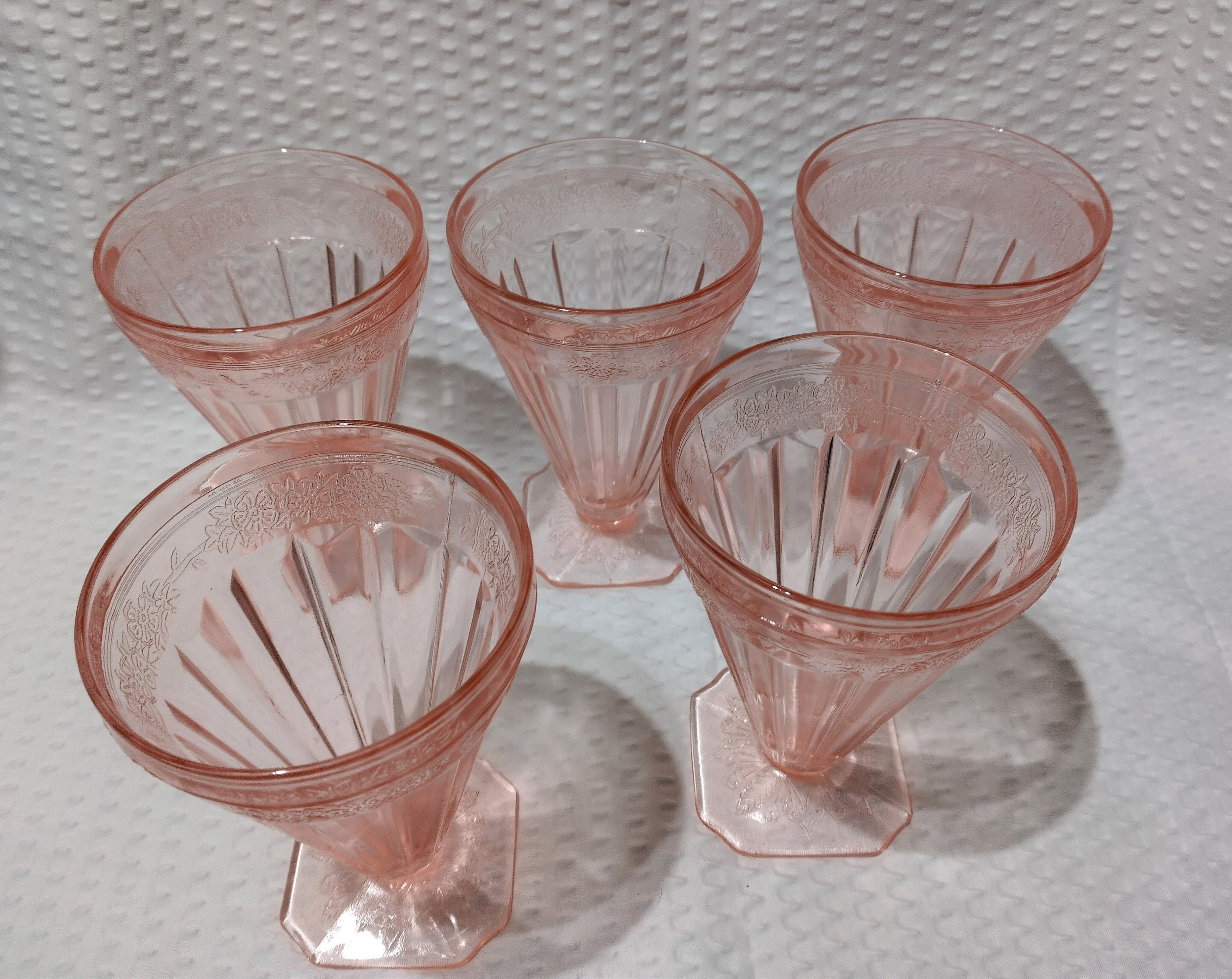 Vintage 1932 to 1934 Jeannette Glass Pink Depression Glass Tumblers in ...