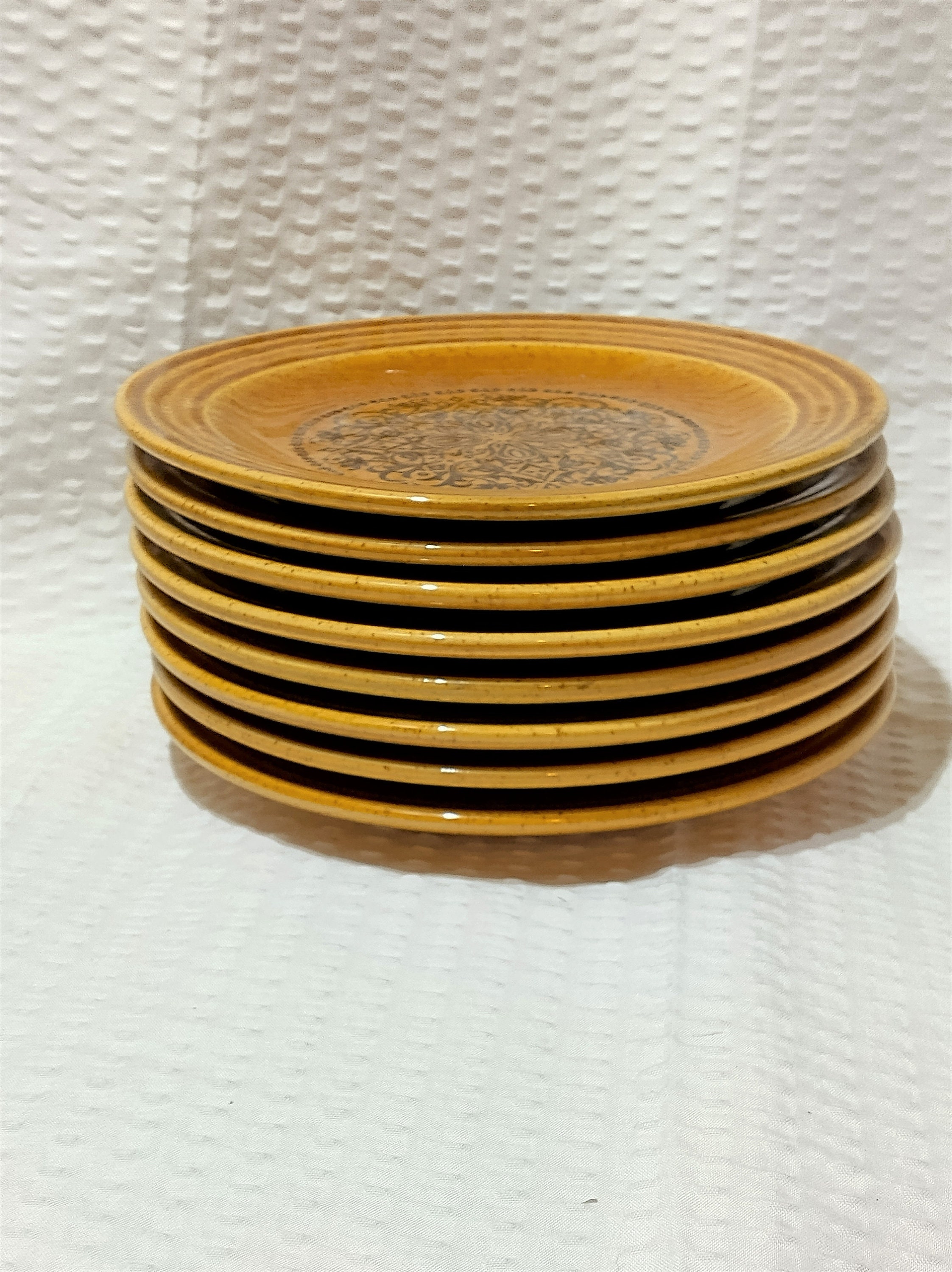 Set of 8 Vintage 70s Sheffield China Sierra Pattern Ironstone Brown ...