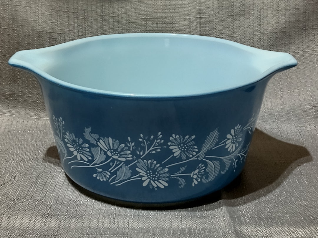 Pyrex 473-B Blue Colonial Mist Floral Casserole Dish - Etsy