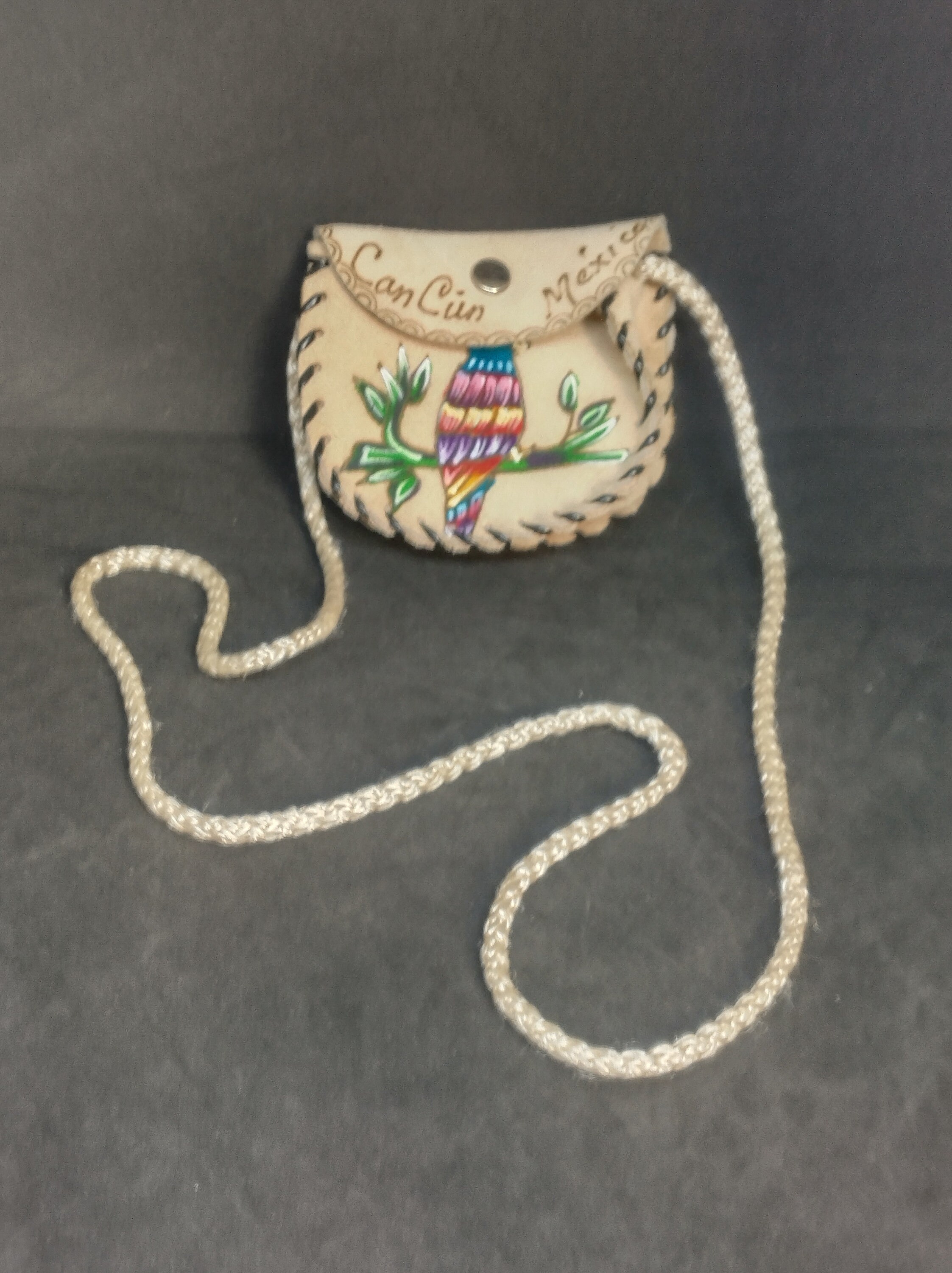 Mini Cancun Mexico Suede Leather Embroidered Parrot Souvenir - Etsy