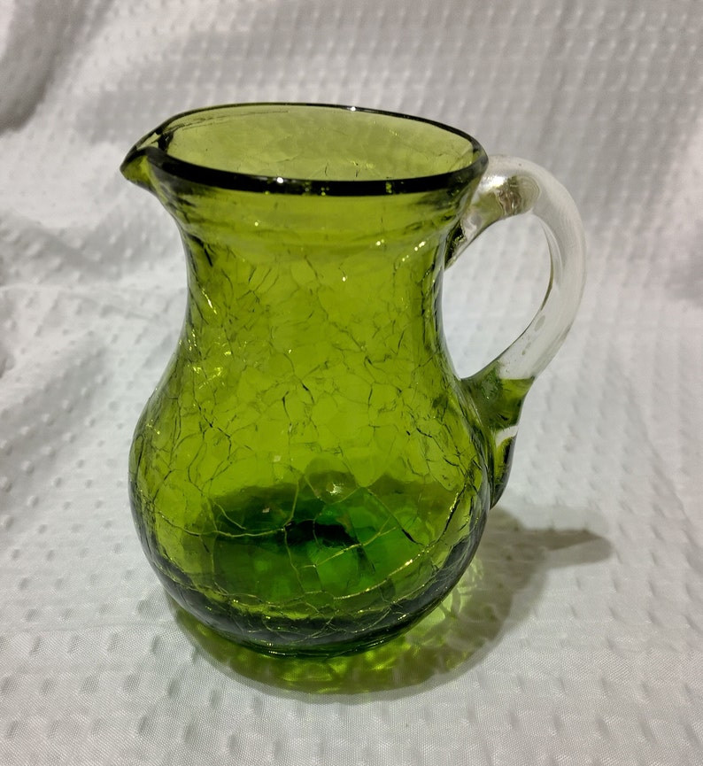 Set of 4 Vintage Crackle Glass Hand Blown Pitchers in 4 Different ...