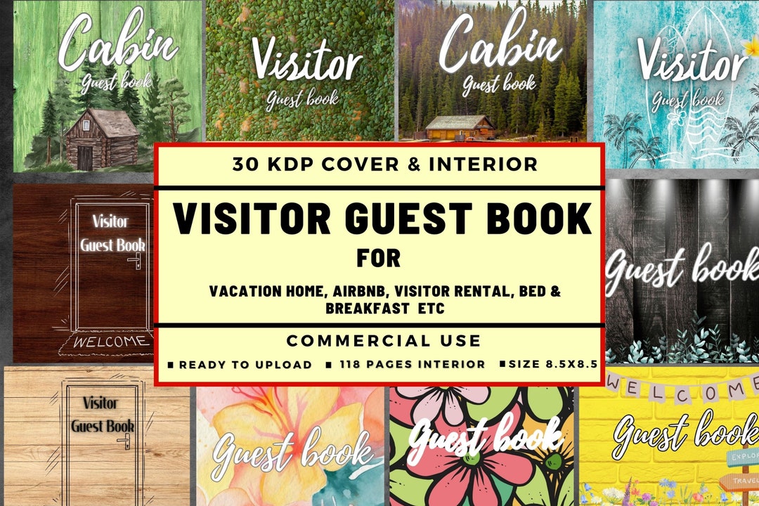 30 KDP Visitor Guest Book Covers for Airbnb, Visitor Rental, Bed ...