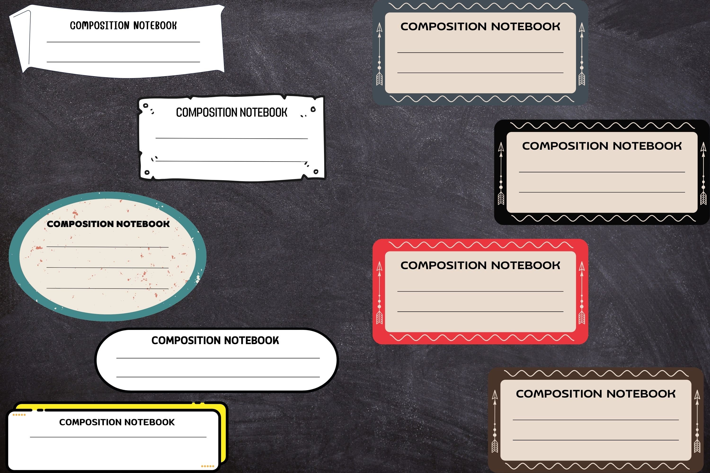 KDP 50 Bundle Name Tag for Composition Notebook Cover, PNG File - Etsy