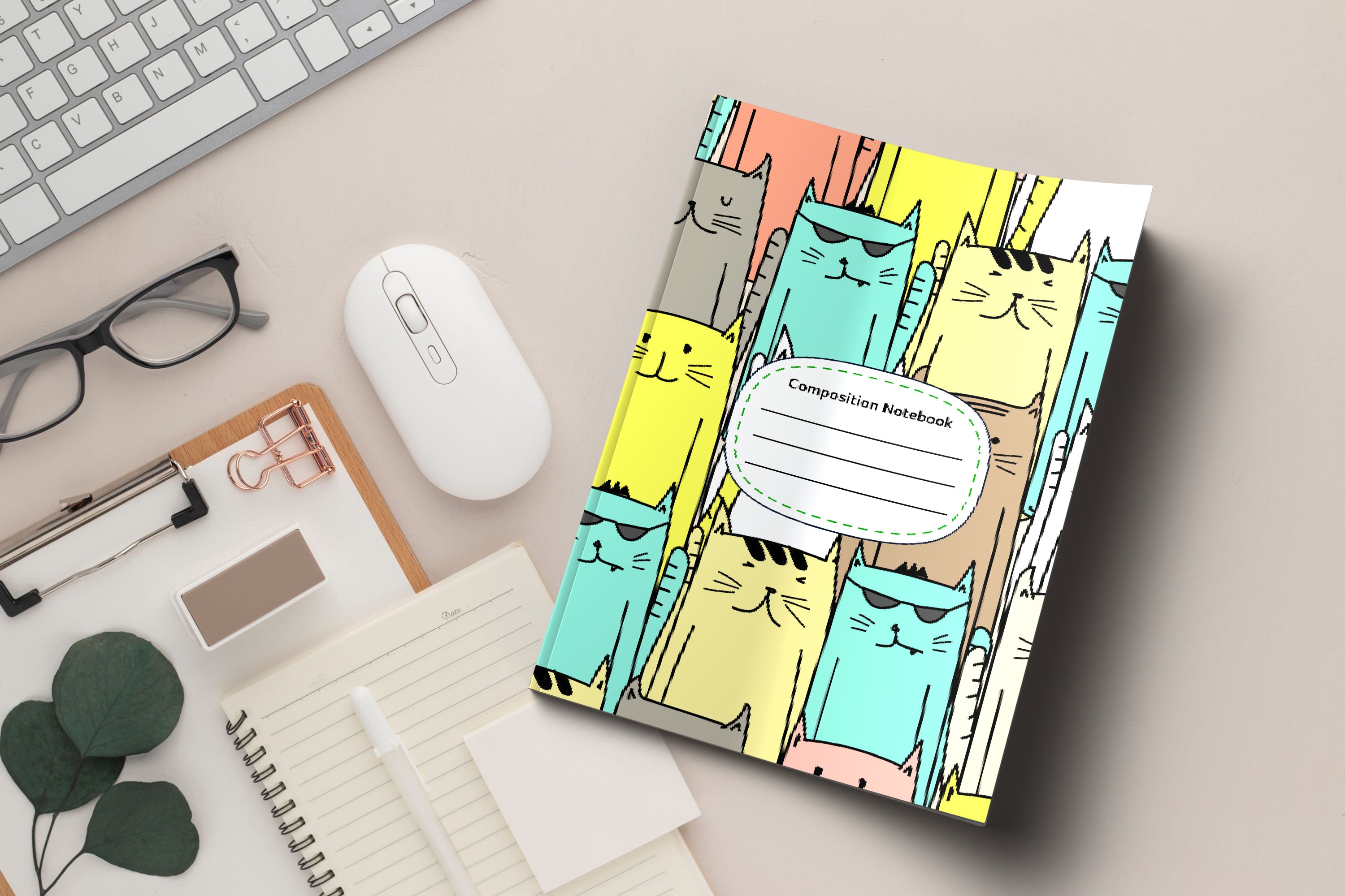 28 Buddle KDP Cute Cat Doodle Composition Notebook Cover - Etsy