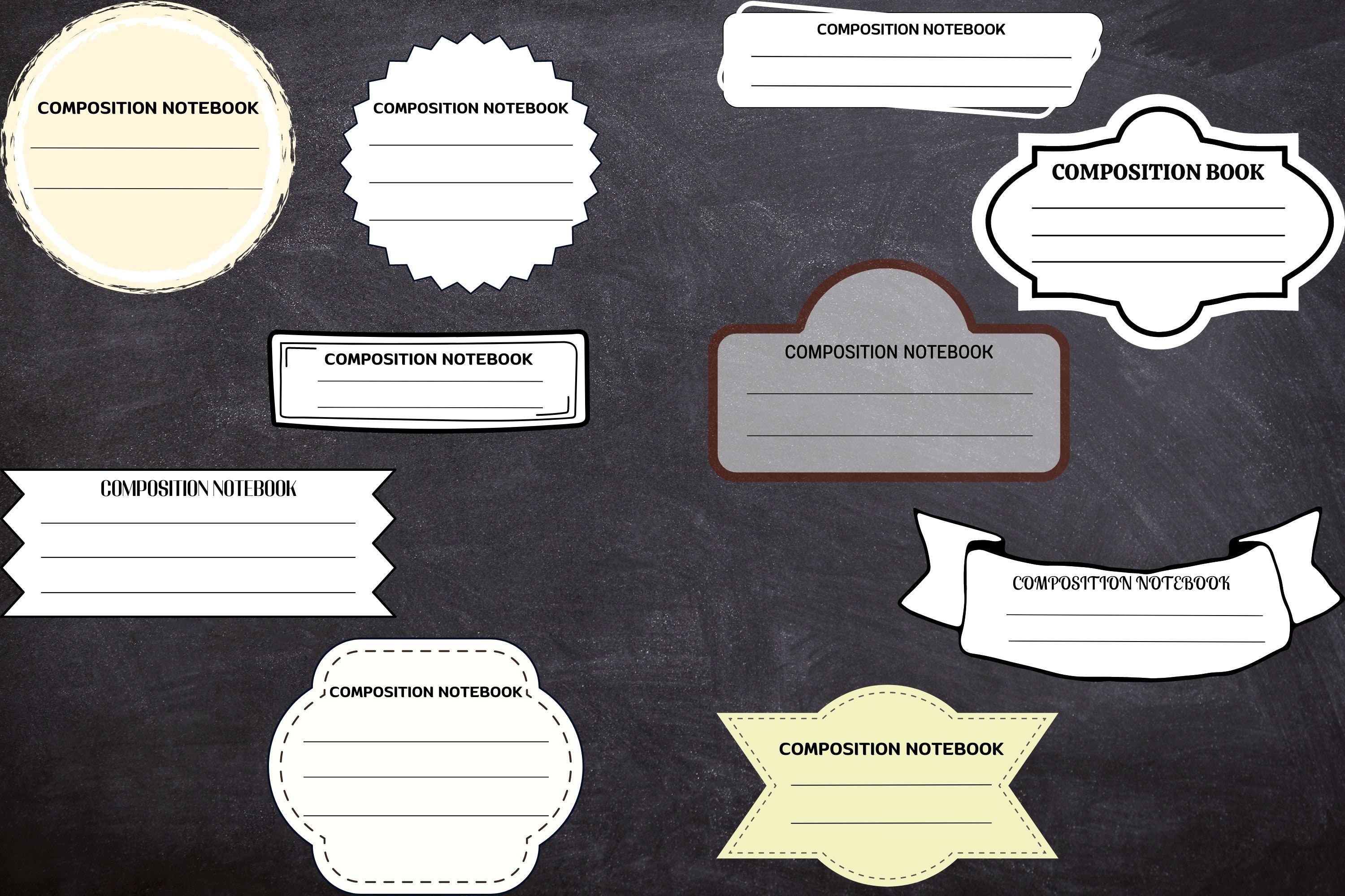 KDP 50 Bundle Name Tag for Composition Notebook Cover, PNG File - Etsy