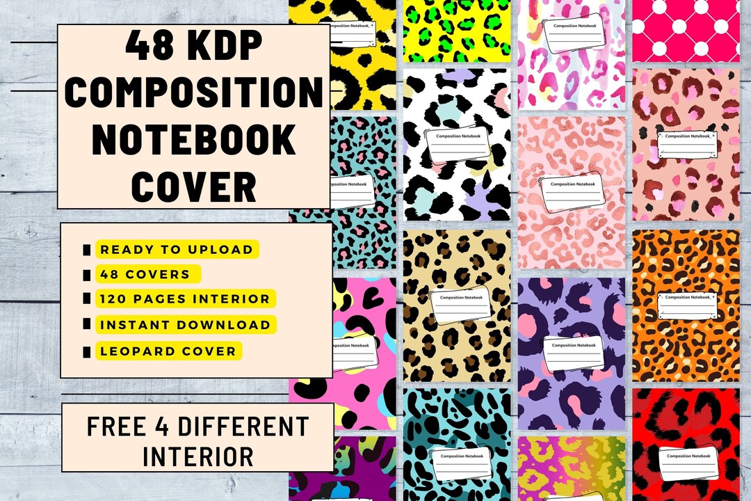 48 Buddle KDP Cute Leopard Composition Notebook Cover - Etsy