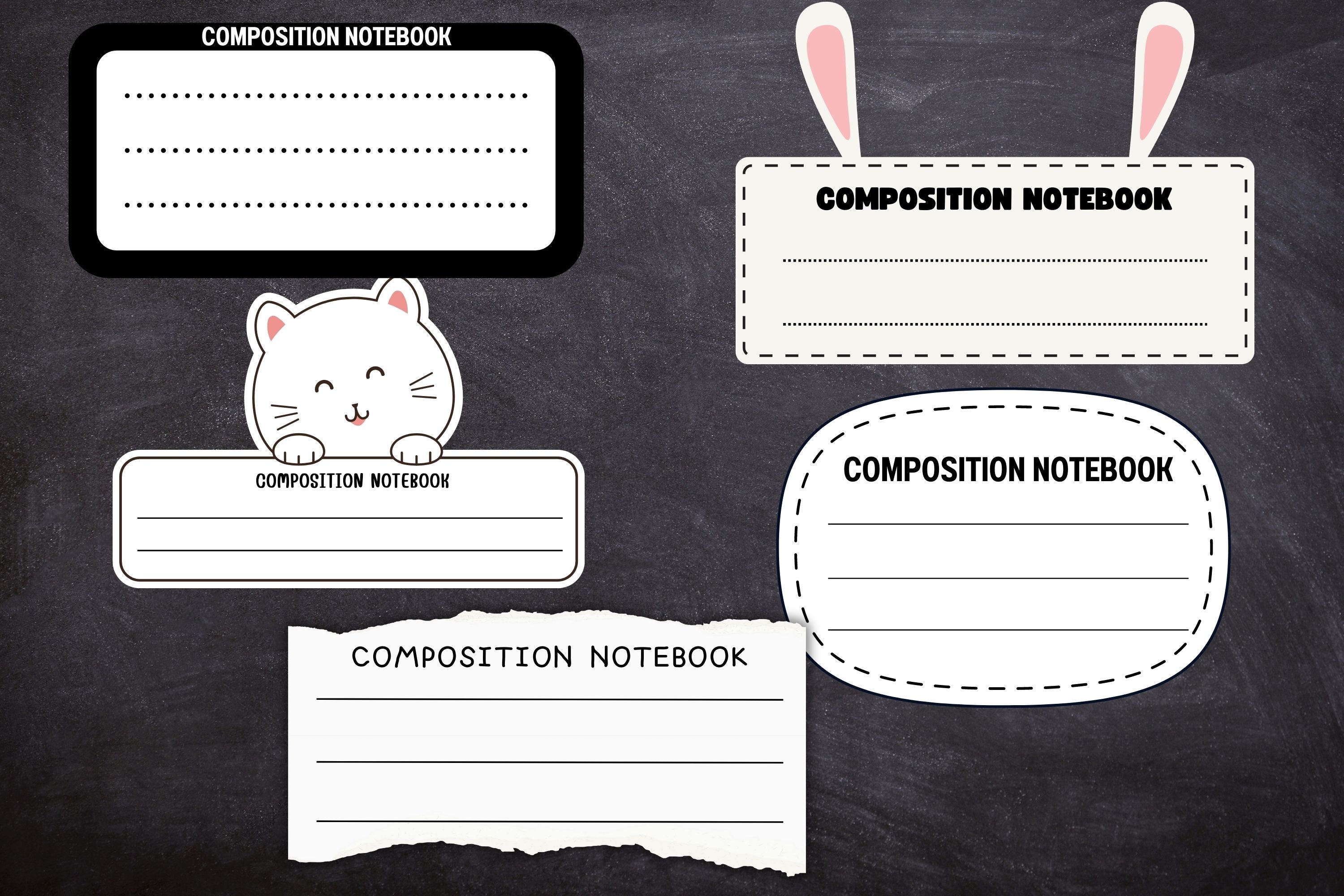 KDP 50 Bundle Name Tag for Composition Notebook Cover, PNG File - Etsy