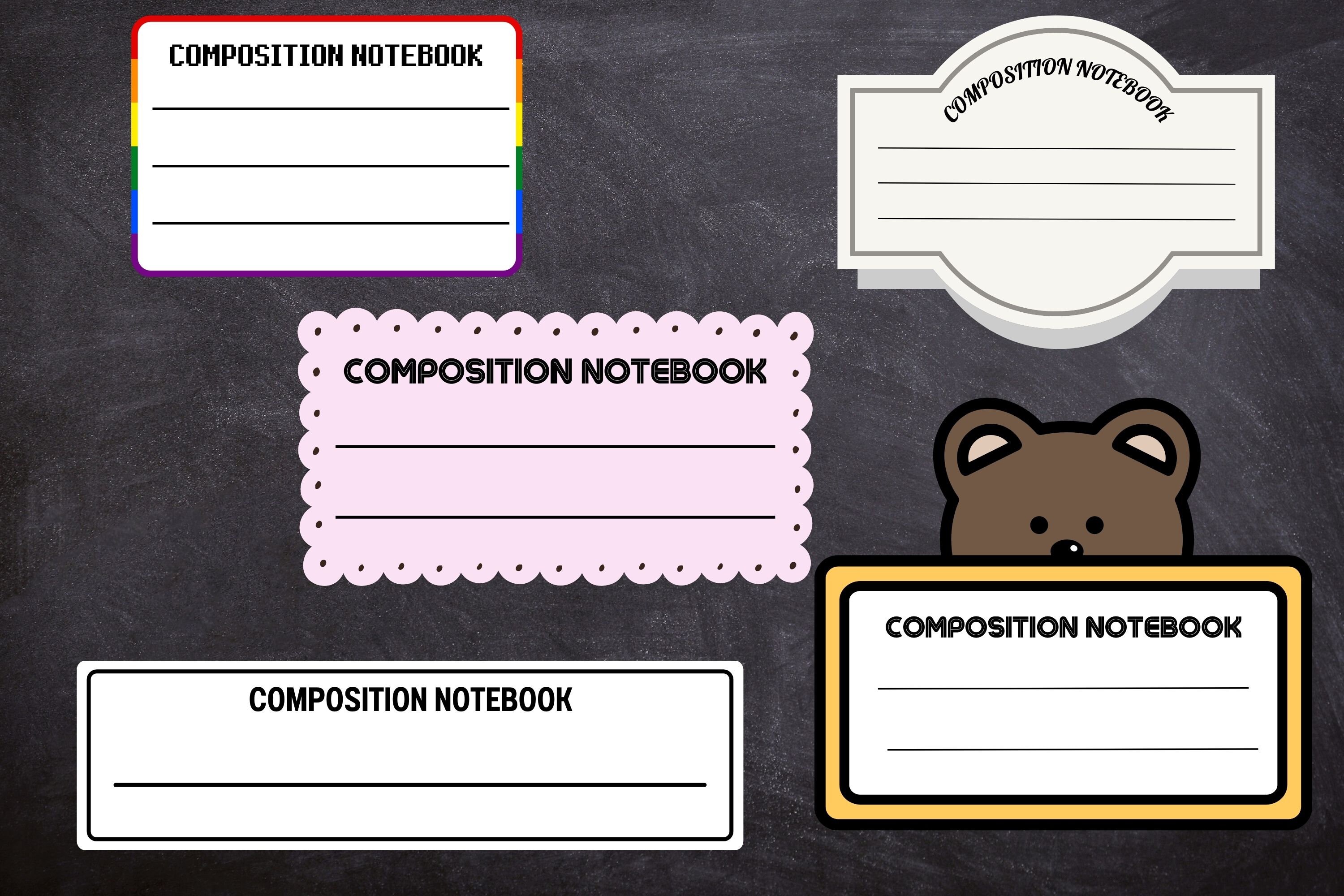 KDP 50 Bundle Name Tag for Composition Notebook Cover, PNG File - Etsy