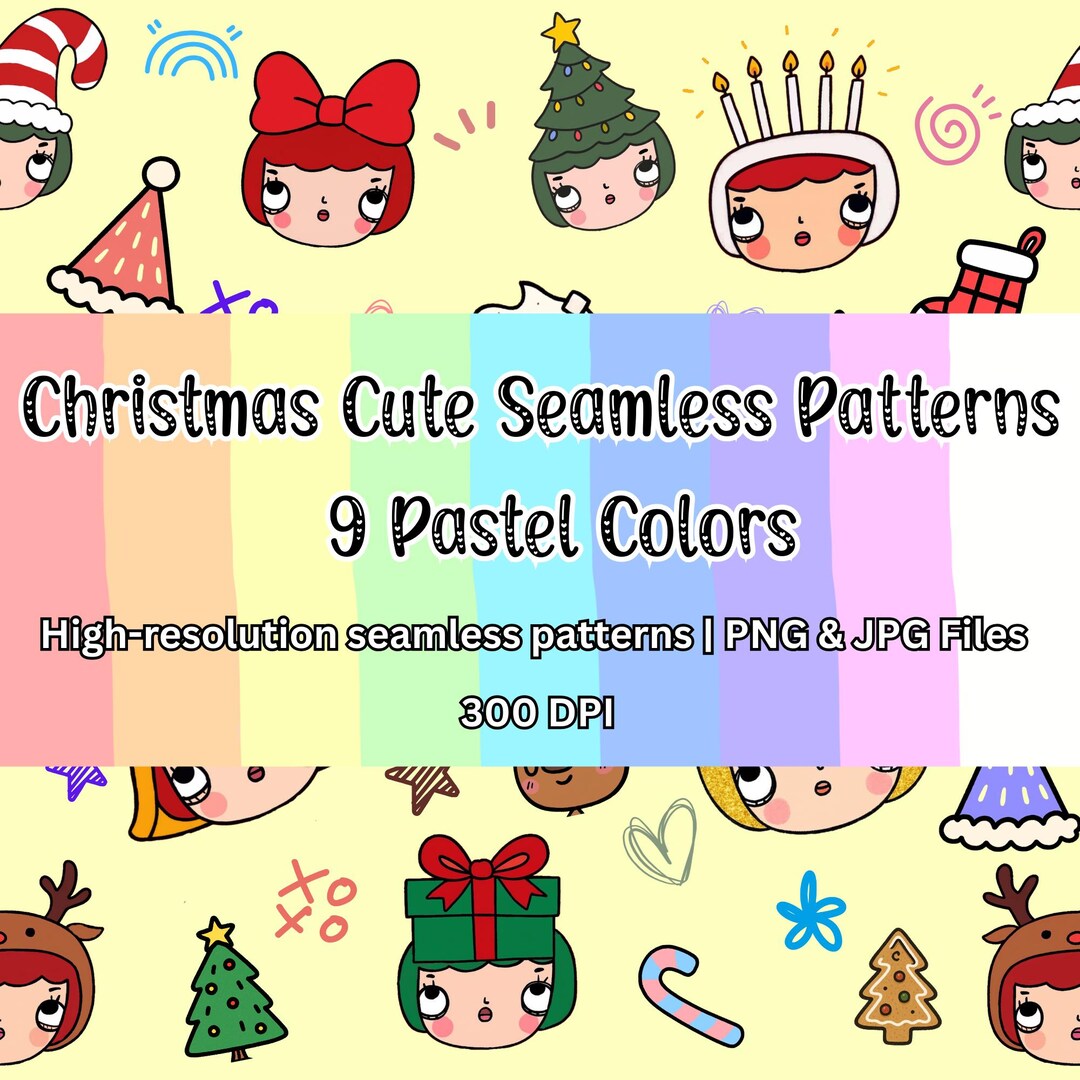 Pastel Christmas Seamless Patterns: Scrapbook Paper (PNG JPG Digital ...