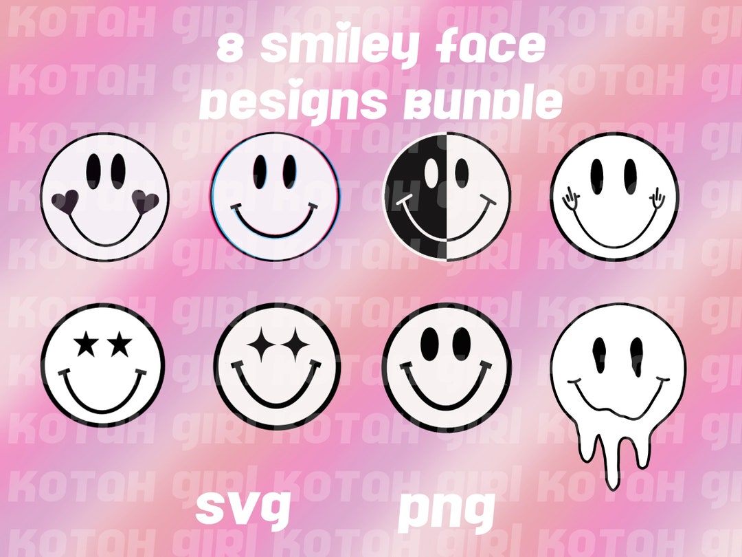 Smiley Face Bundle SVG PNG Cricut Cut Files Print Files Cute Trendy ...