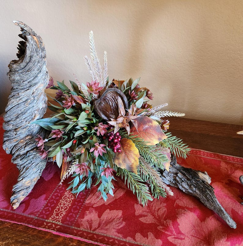 Natural Tree Branch Flower Centerpiece / Rustic Log Cabin Decor - Etsy