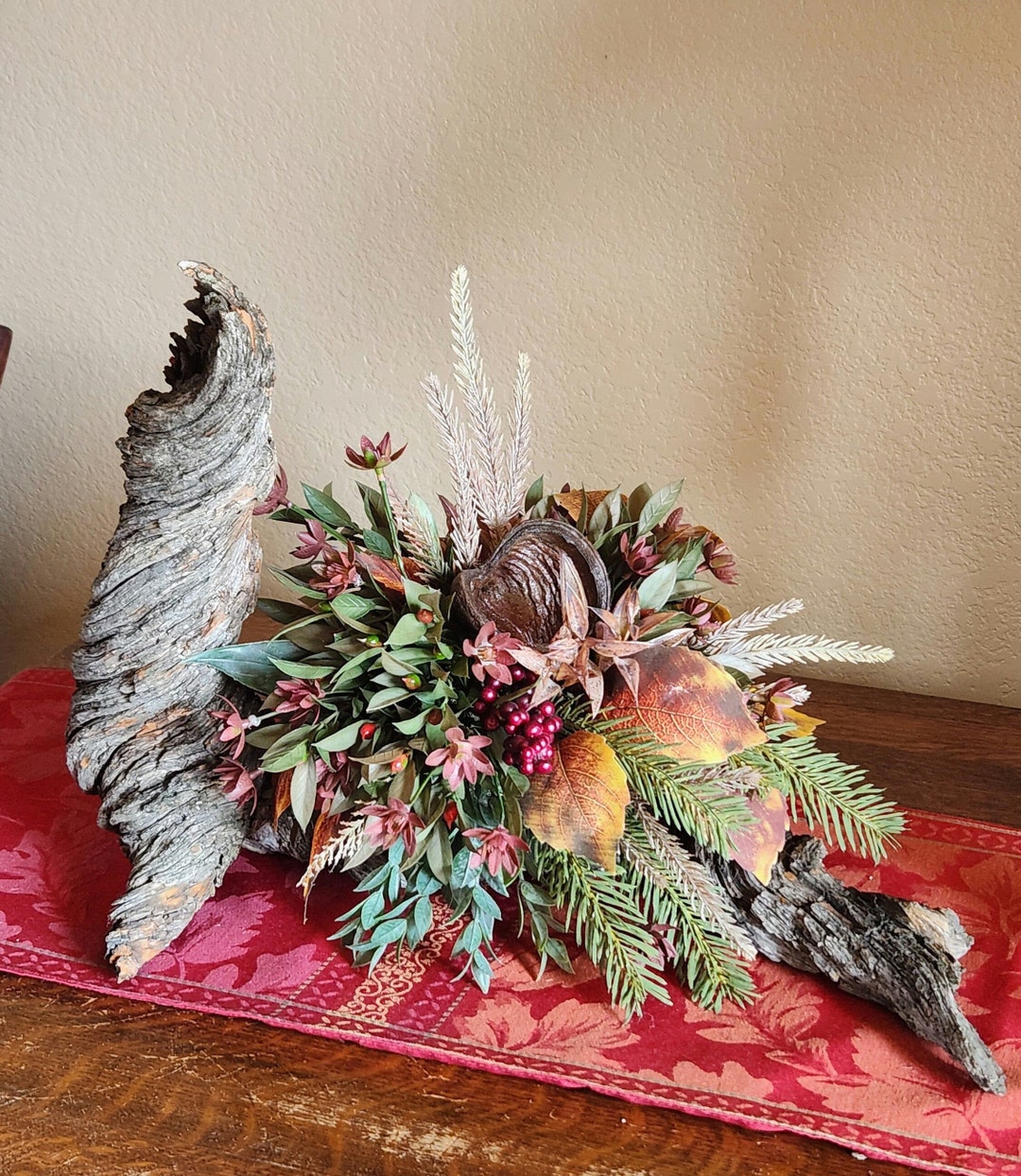 Natural Tree Branch Flower Centerpiece / Rustic Log Cabin Decor - Etsy
