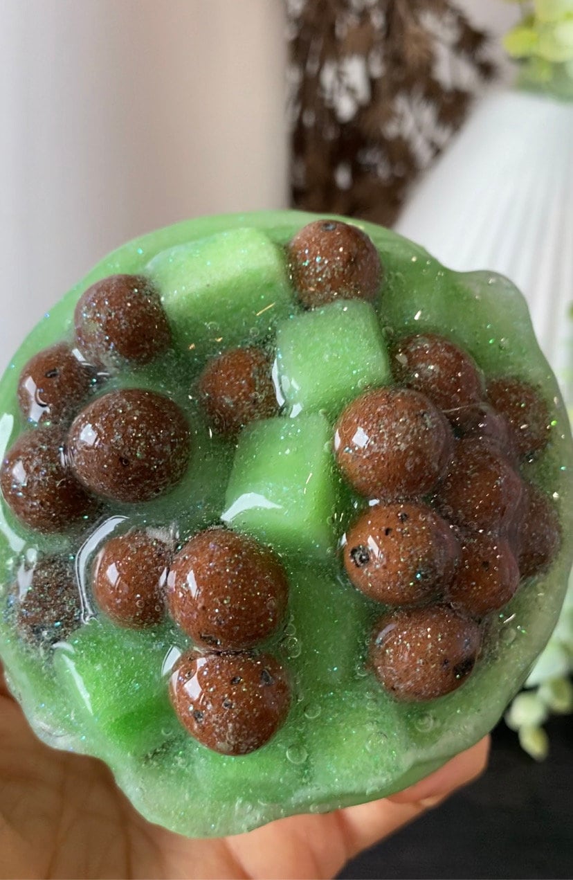 JELLY CUBE and PEBBLES Bubble Tea Slime ' Matcha Jelly - Etsy