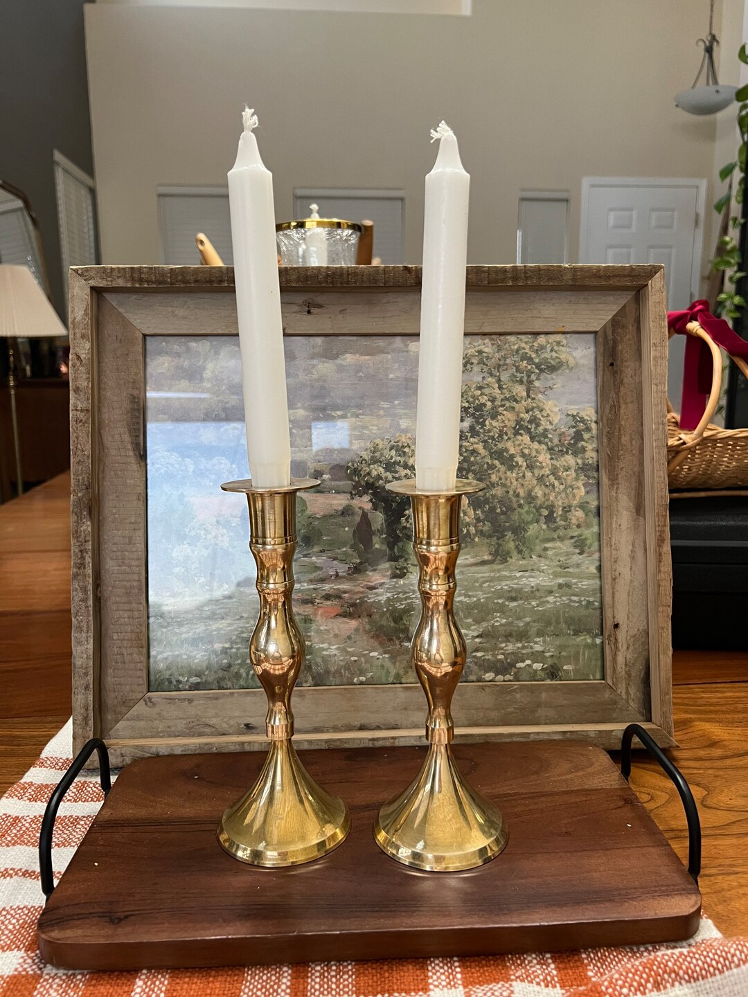Vintage Large Brass Candle Holders, Grand Millennial, Classic, Mantle ...