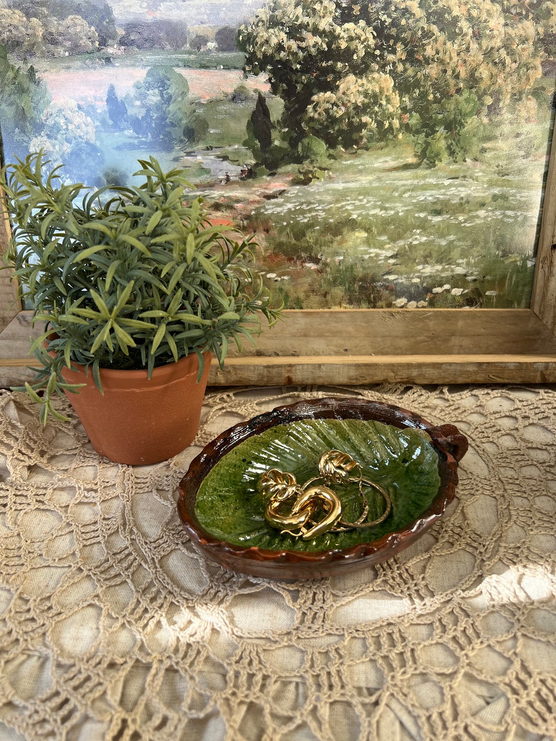 Vtg Mexican Clay Jewelry Dish, Mexican Barro Spoon Rest, Pottery Tea ...