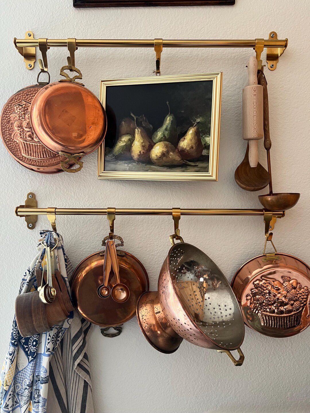Vintage Copper Heart Colander With Porcelain Handles, Farmhouse Kitchen ...