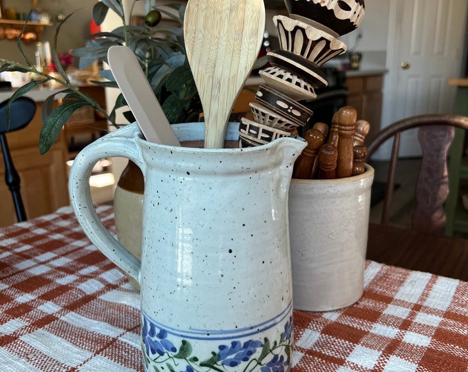 Vintage Stoneware Pitcher, Heavy Stonewear Pitcher, Farmhouse Kitchen ...