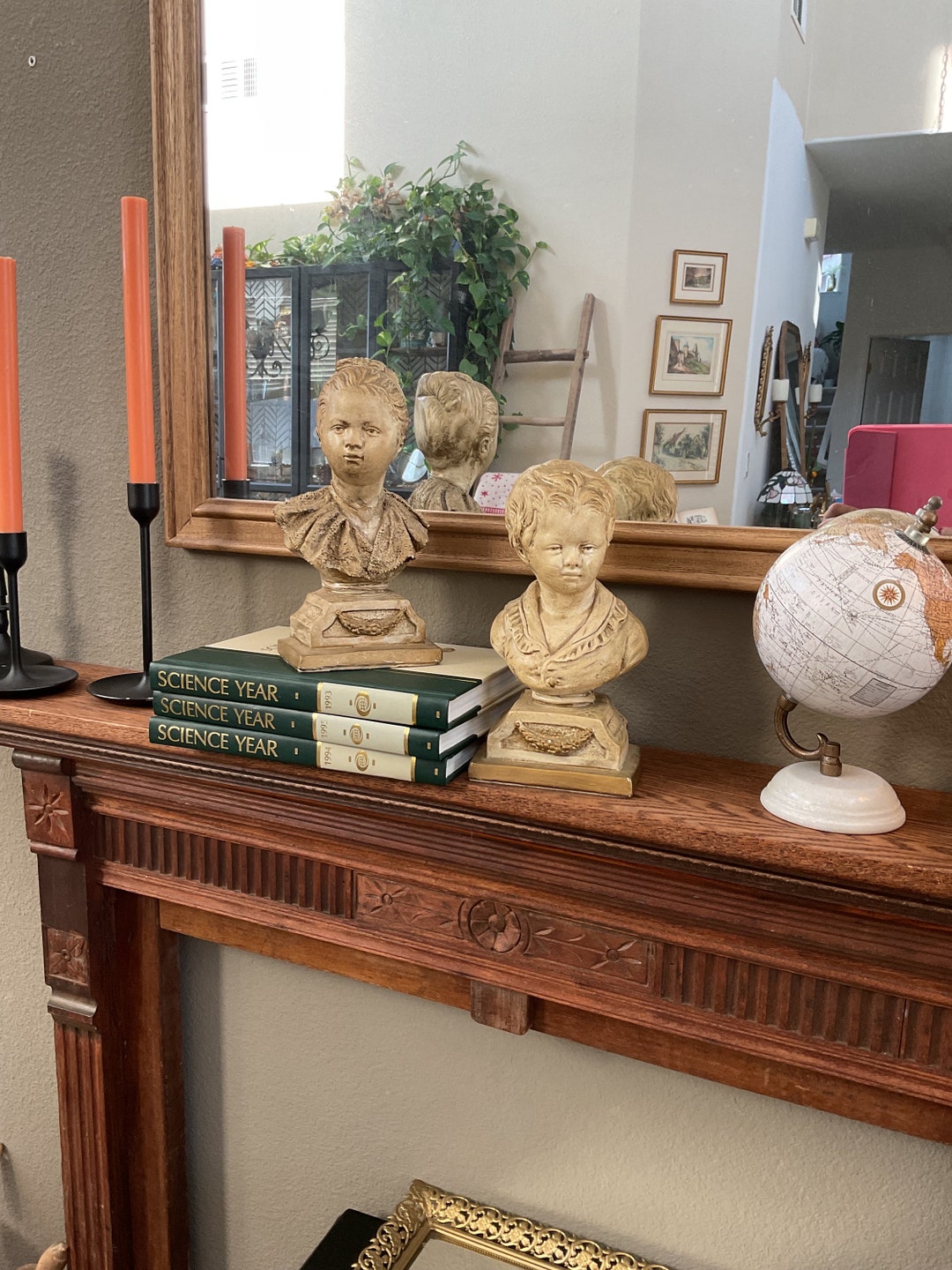 Vintage Alexander Backer Victorian Boy Girl Bust Bookend, Vintage ...