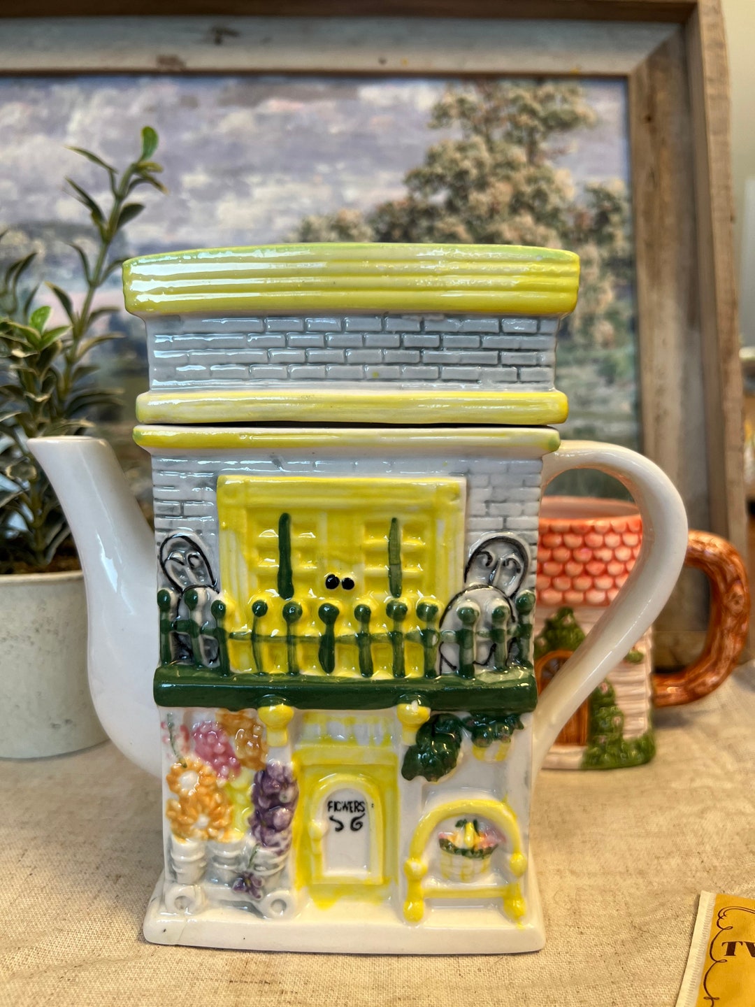 Vintage Cottage Flower Shop Storefront Decorative Teapot, Coquette ...