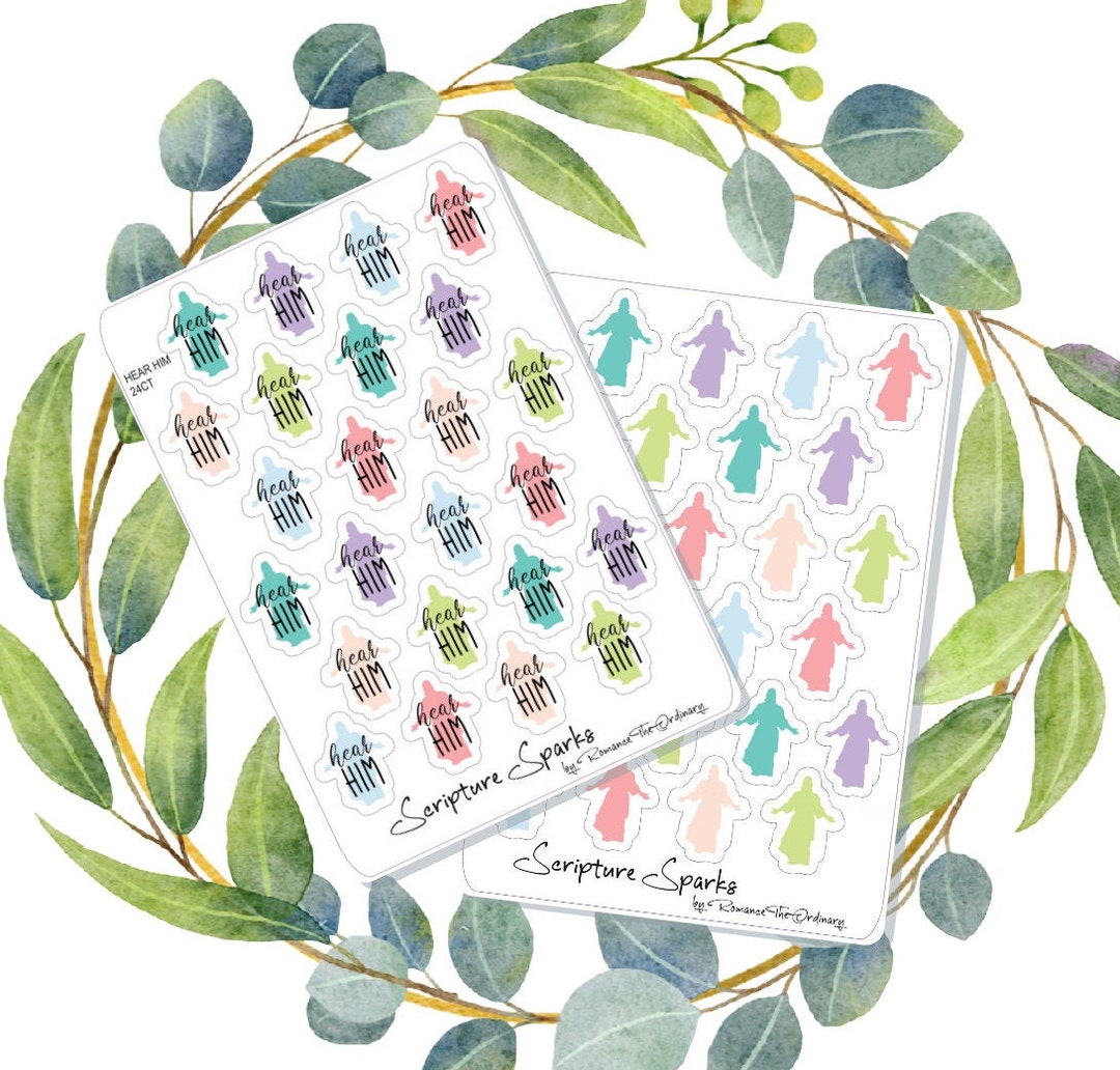 Jesus Christ Hear Him & Blank Sticker Sets - 24 Stickers per Sheet- LDS ...