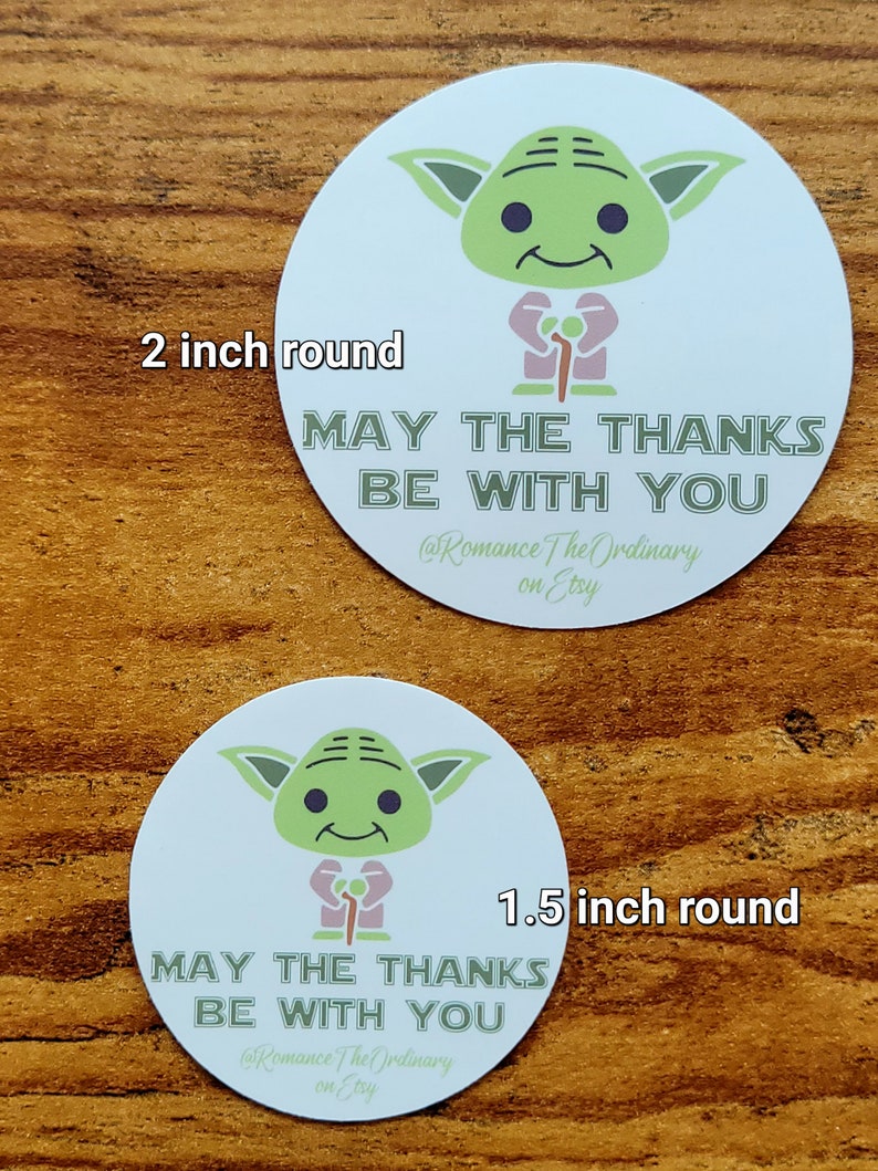 Yoda Star Wars Customizable Thank You Stickers - May the Thanks Be With ...