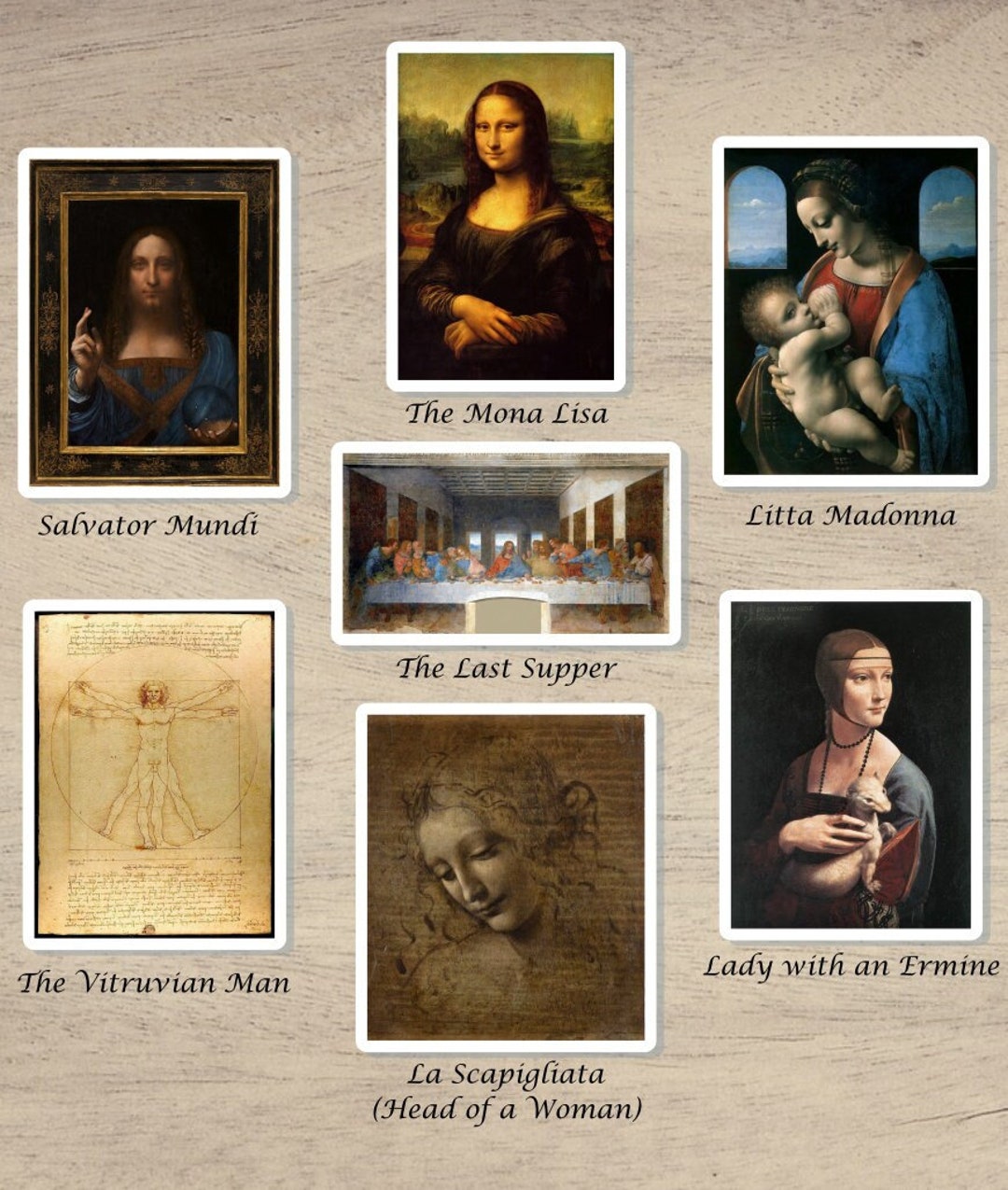 Stickers of Artist Leonardo Da Vinci Paintings - Waterproof Matte ...