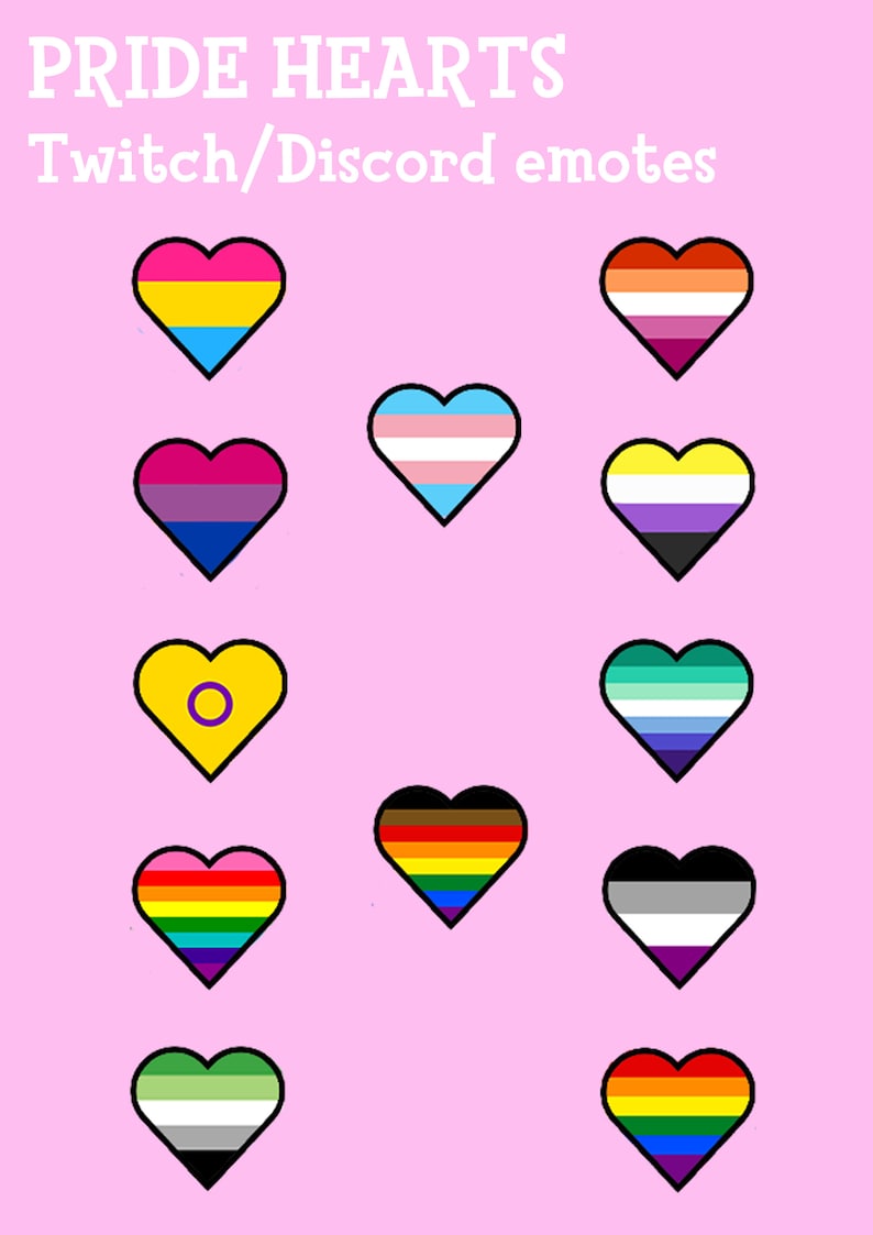Pride Hearts | Twitch Emotes | Discord Emotes | 18 FLAGS | - Etsy