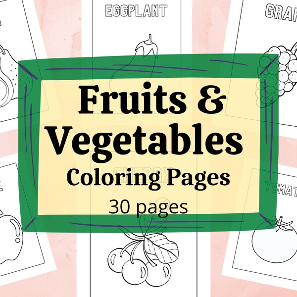 Fruits and Vegetables Birthday Coloring Page - Etsy