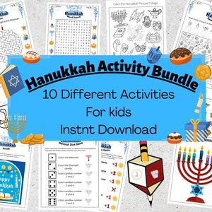 Hanukkah Activity Pack & Game Bundle for Kids; Menorah Art and Craft ...