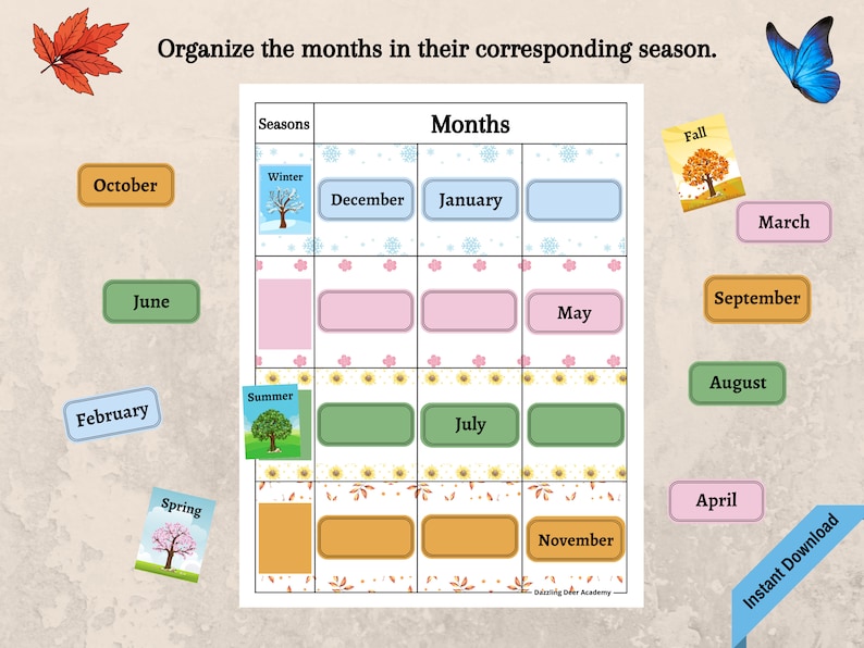 Kids Calendar Printable, Daily Perpetual Wall Calendar, Homeschool ...