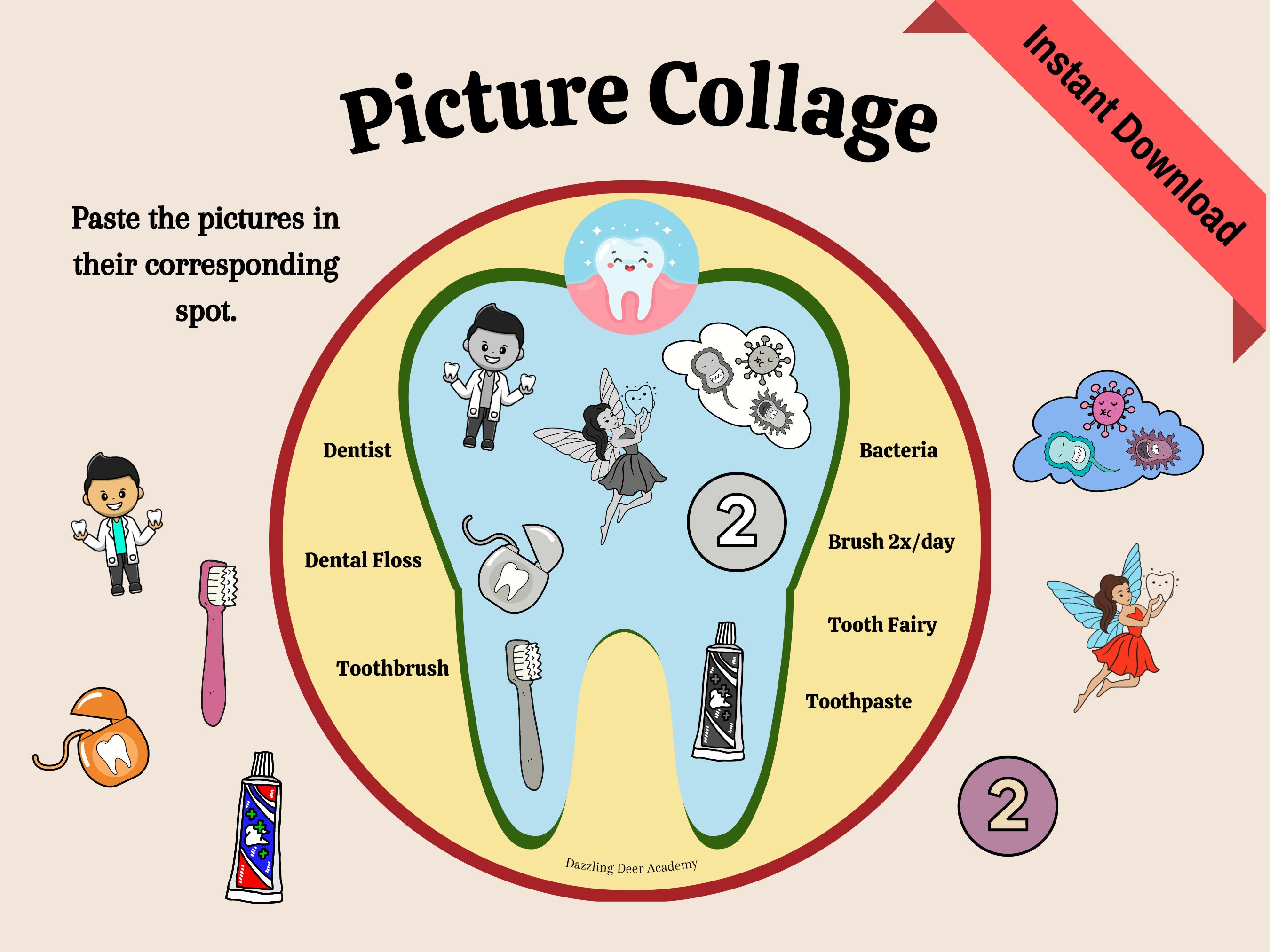 Dental Health Printable Activity for Kids, Preschool Busy Book ...